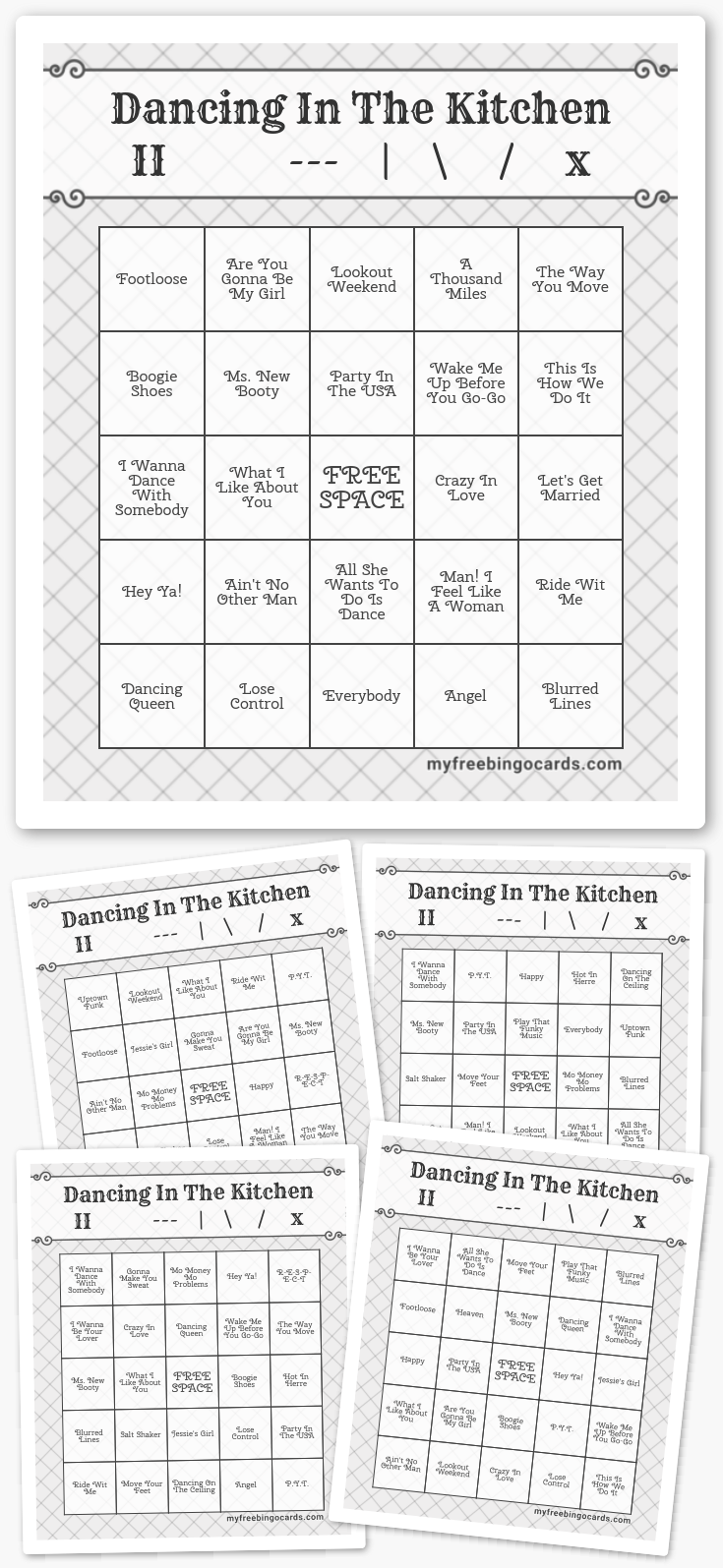 Virtual Dancing In The Kitchen II --- | \ / x Bingo