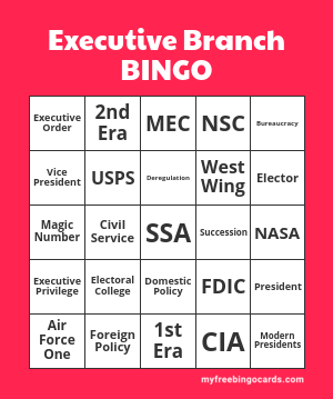 Executive Branch BINGO