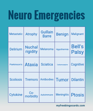 Neuro Emergencies Bingo