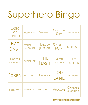 Superhero Bingo