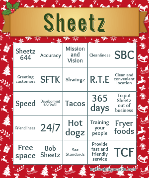 Sheetz Bingo