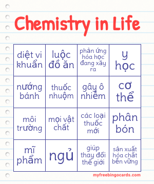 Chemistry in Life Bingo
