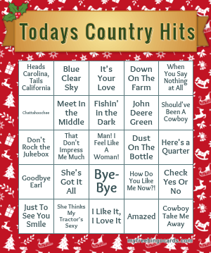 Todays Country Hits Bingo