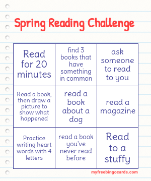 Spring Reading Challenge Bingo