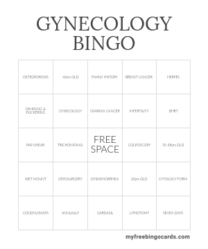 GYNECOLOGY BINGO