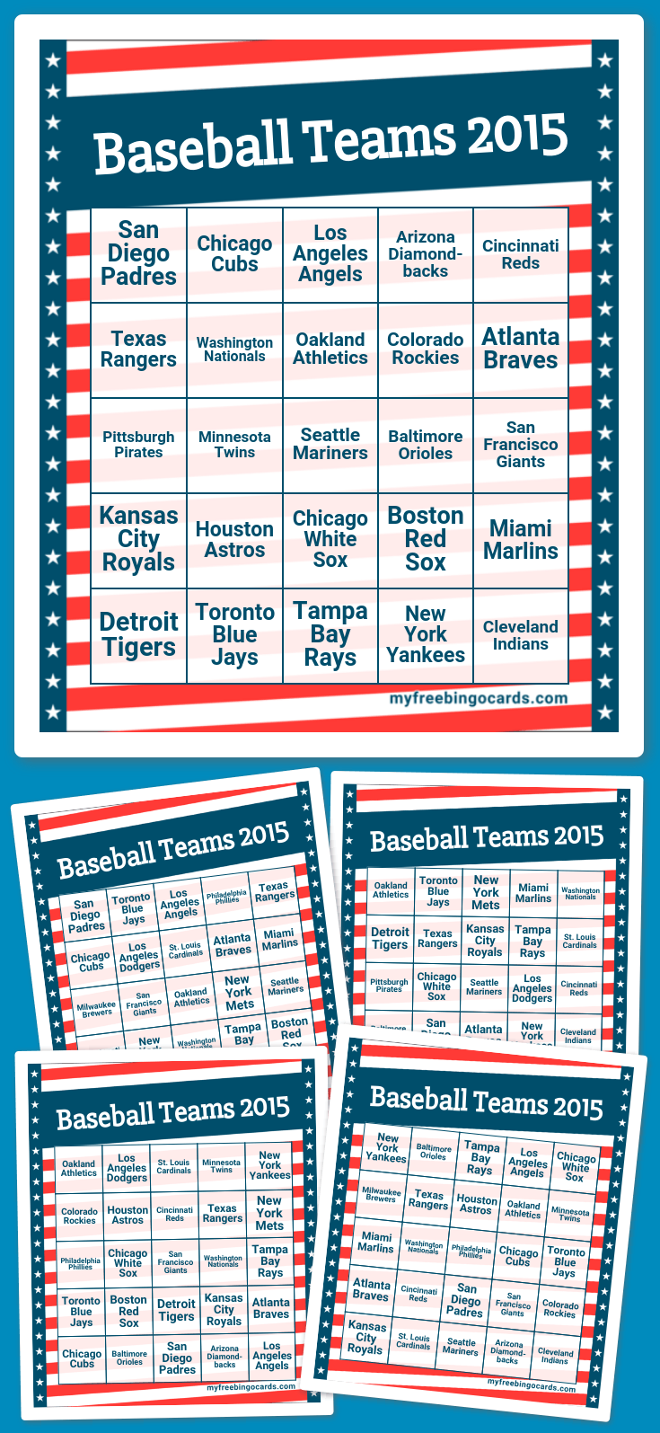 Virtual Baseball Teams 2015 Bingo