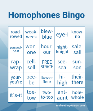 Homophones Bingo