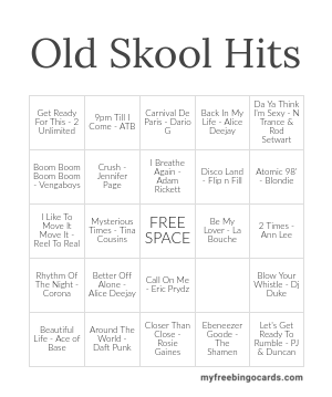 Old Skool Hits Bingo