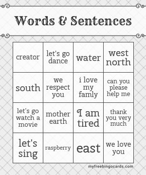 Words & Sentences Bingo