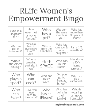 RLife Women's Empowerment Bingo