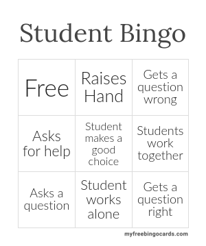 Student Bingo