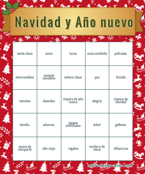 Navidad y Año nuevo Bingo