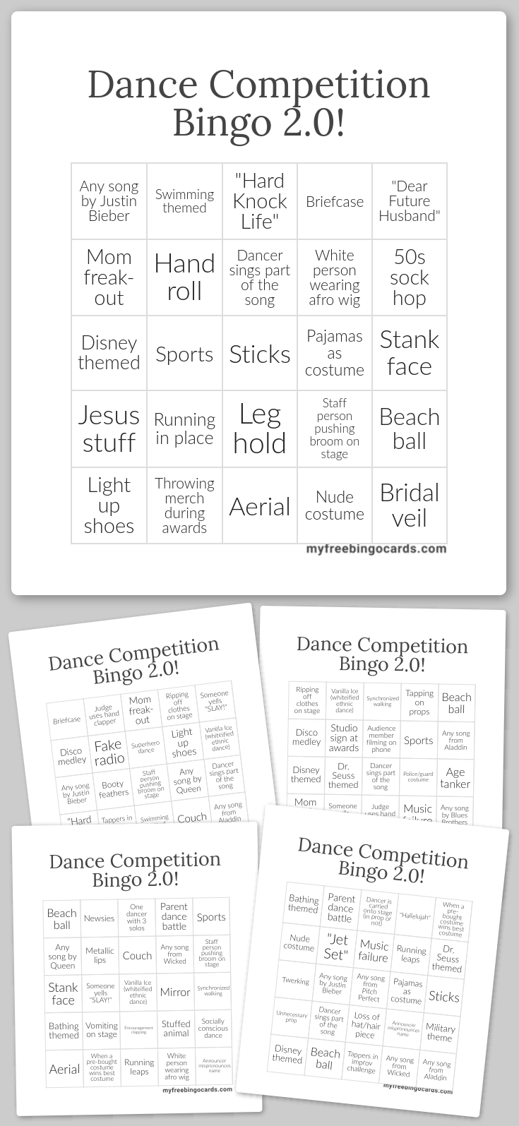 Virtual Dance Competition Bingo 2.0!