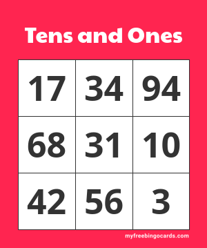 Tens and Ones Bingo