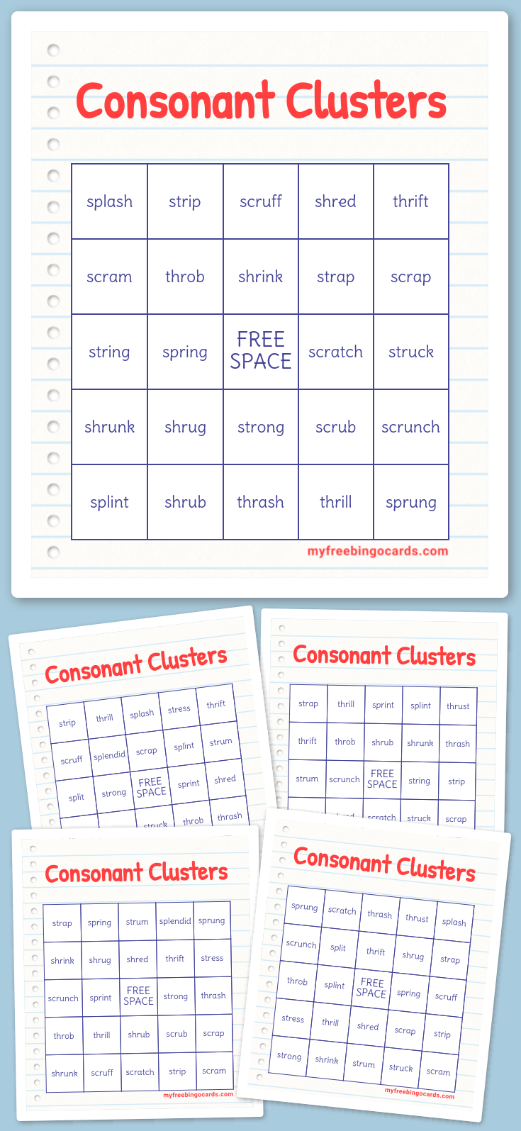 Virtual Consonant Clusters Bingo