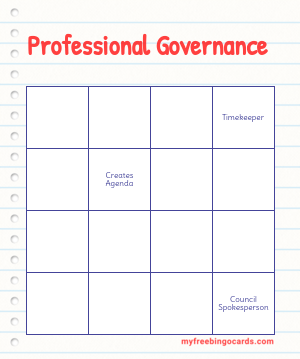 Professional Governance Bingo