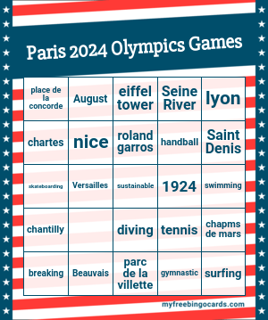 Paris 2024 Olympics Games Bingo