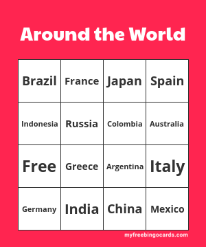 Around the World Bingo