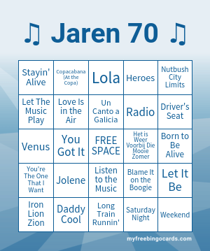 Jaren 70 ♫ Bingo