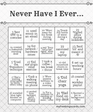 Never Have I Ever... Bingo
