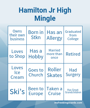 Hamilton Jr High Mingle Bingo