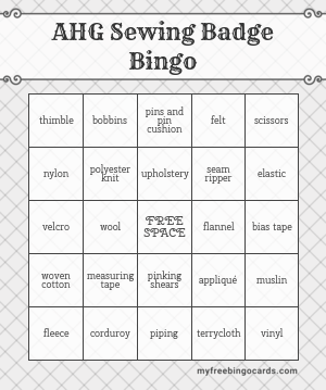 Print 100+ AHG Sewing Badge Bingo Cards
