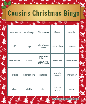 Cousins Christmas Bingo