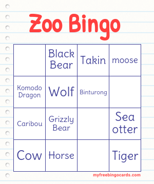 Zoo Bingo