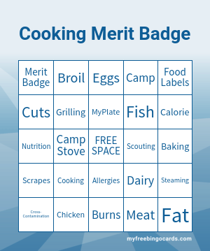Print 100+ Cooking Merit Badge Bingo Cards