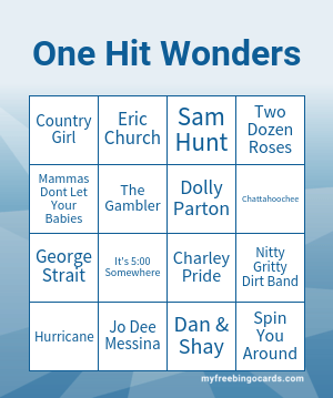One Hit Wonders Bingo