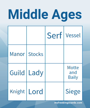 Middle Ages Bingo