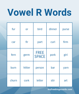 Print 100+ Vowel R Words Bingo Cards