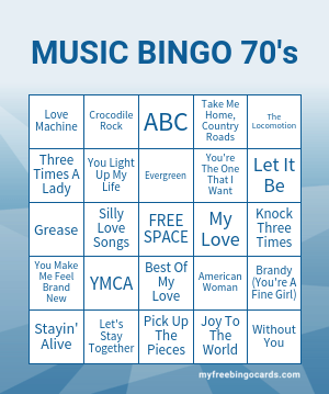 MUSIC BINGO 70's