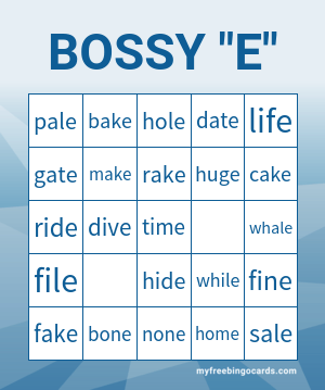 Print 100+ BOSSY "E" BINGO Cards