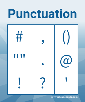 Print 100+ Punctuation Bingo Cards