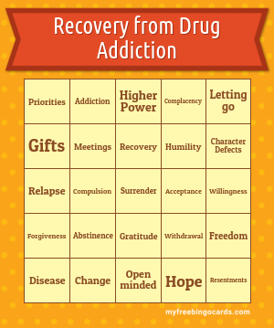 Recovery from Drug Addiction Bingo
