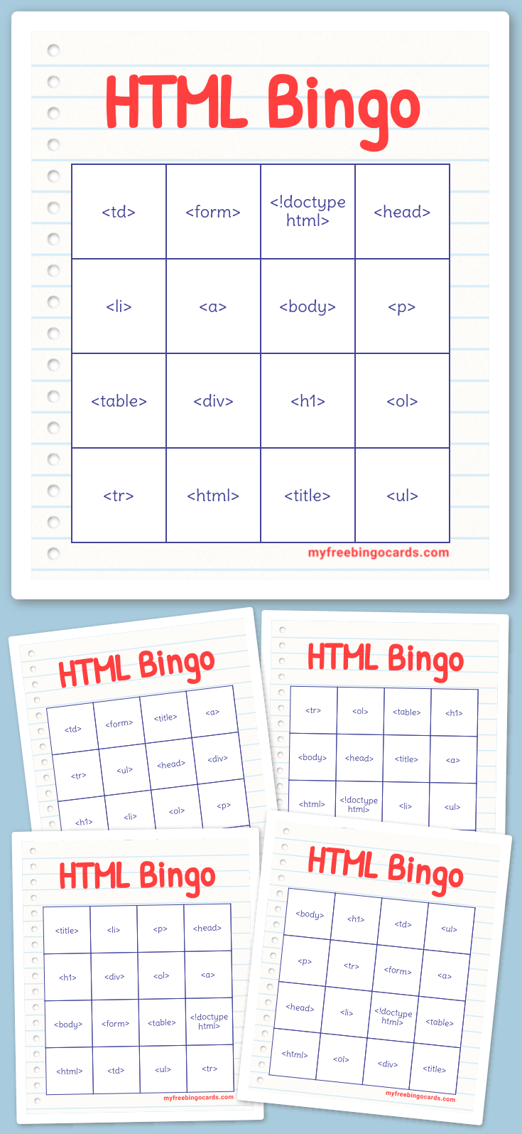 Virtual HTML Bingo