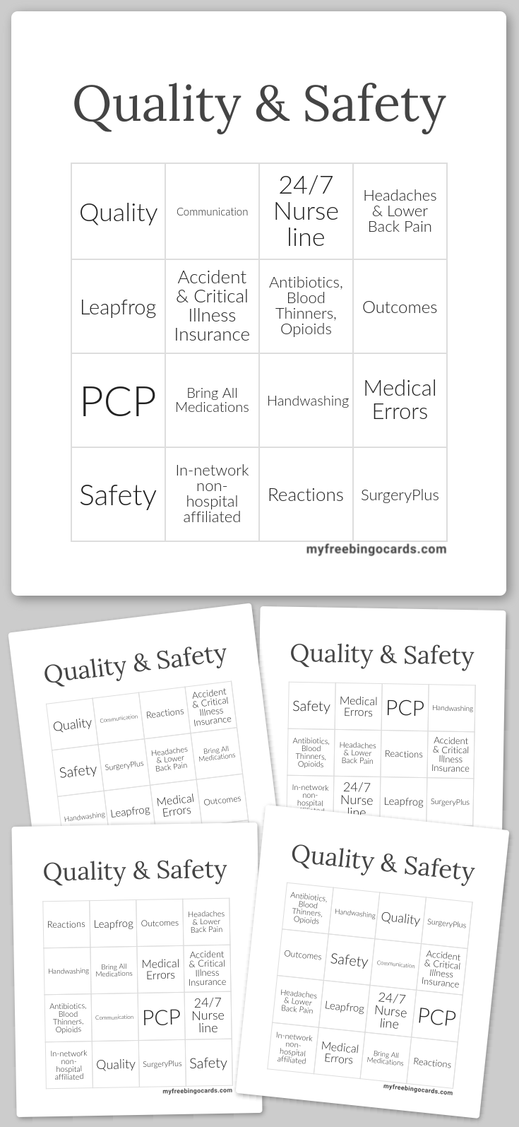 Virtual Quality & Safety Bingo