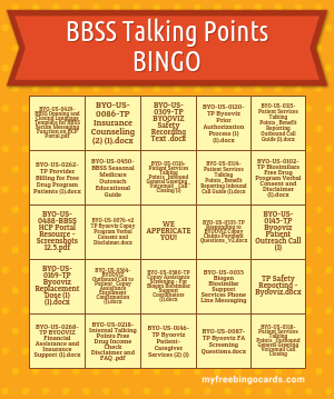 BBSS Talking Points BINGO