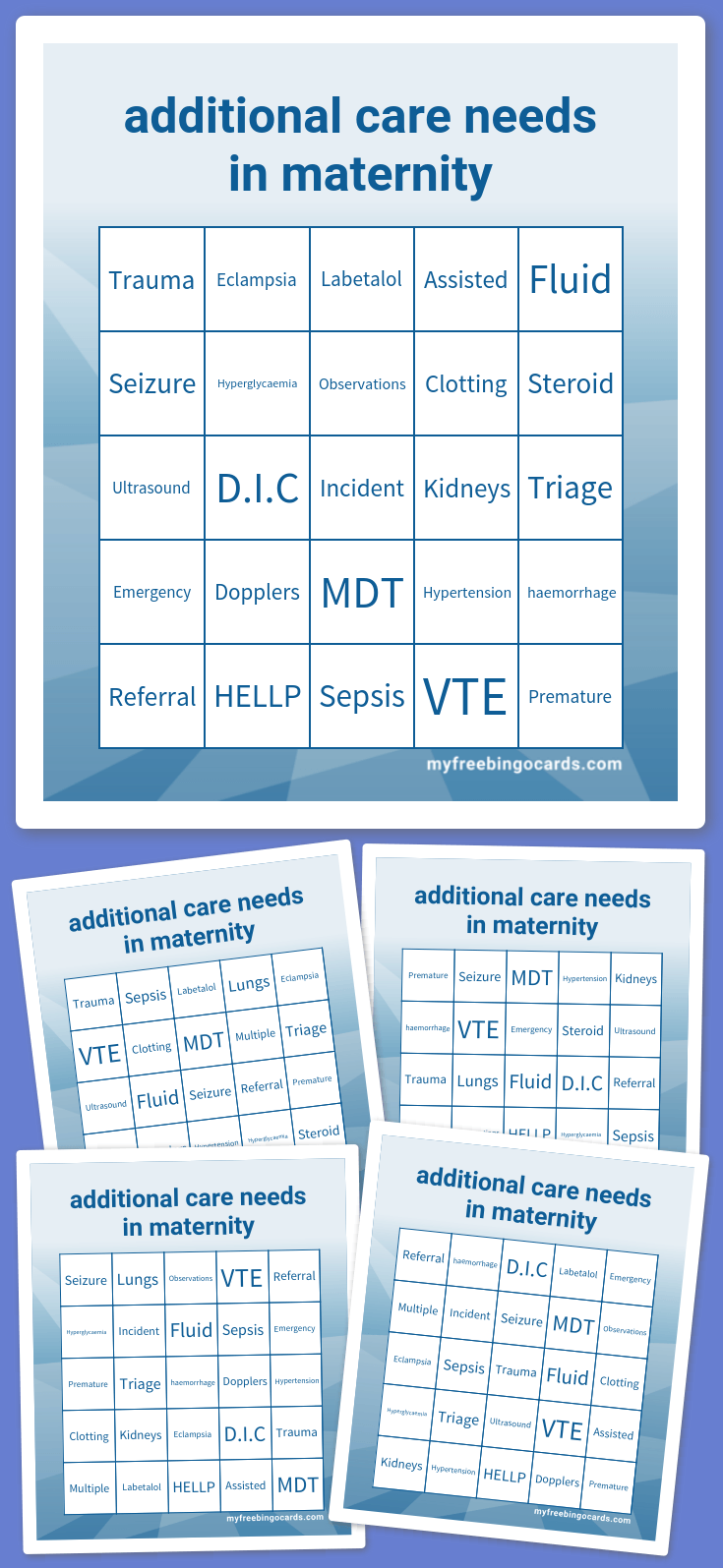 Virtual additional care needs in maternity bingo