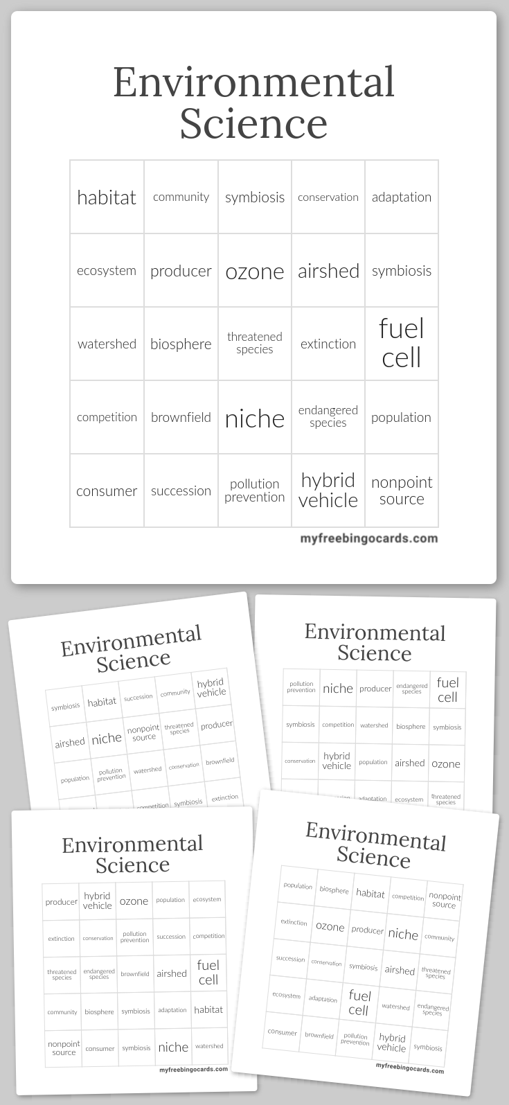 Virtual Environmental Science Bingo