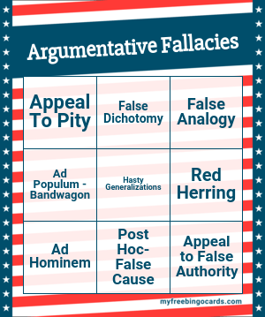 Argumentative Fallacies Bingo