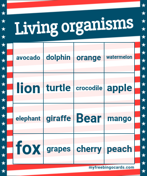 Living organisms Bingo