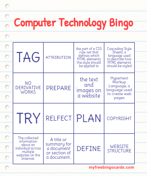 Computer Technology Bingo