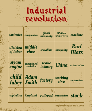 Industrial revolution Bingo