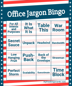 Office Jargon Bingo