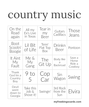 country music bingo