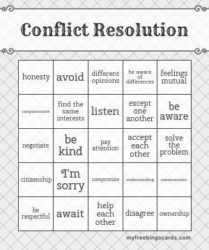 Conflict Bingo Cards