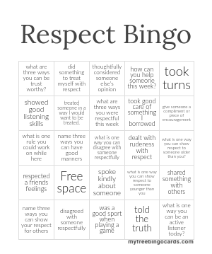 Respect Bingo