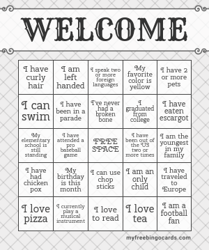 WELCOME BINGO